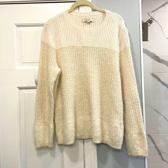 LOFT | Sweaters | Loft Ivory Mixed Knit Sweater | Poshmark